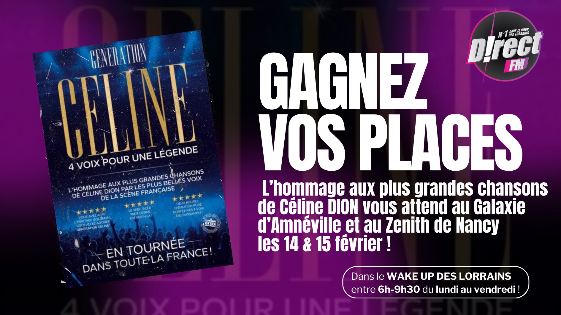 CONCERT : VOS PLACES À GAGNER POUR GÉNÉRATION CÉLINE, TRIBUTE DE CÉLINE ...
