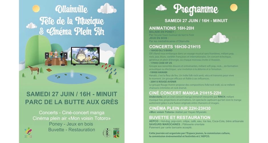 EVASION - Fête de la Musique et Cinéma en plein air à Ollainville