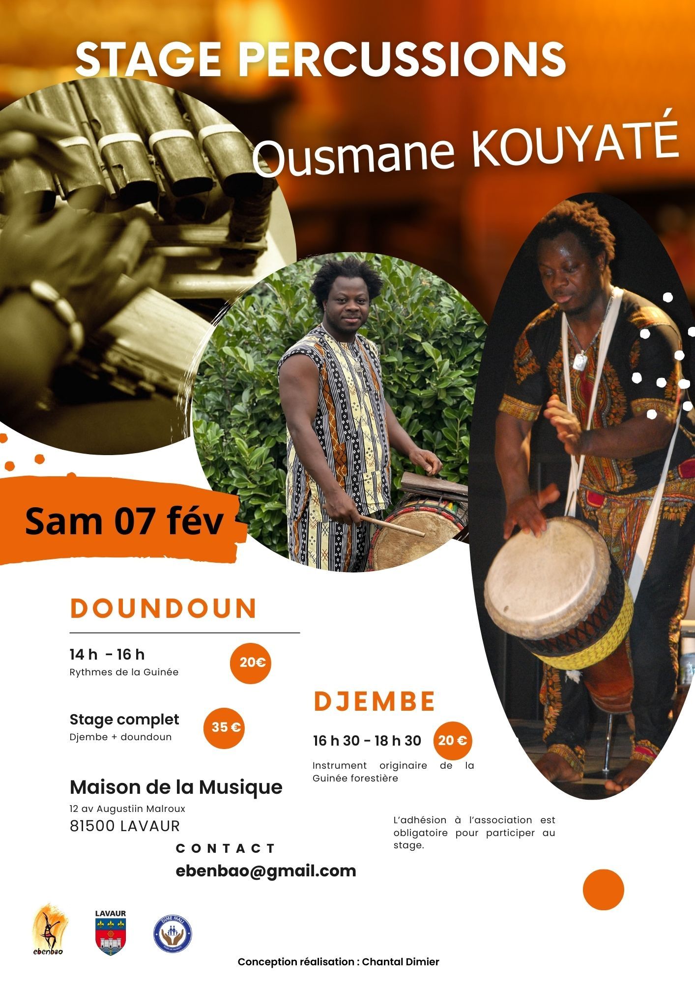 Lavaur : Stage de percussion africaine avec Ousmane KOUYATÉ